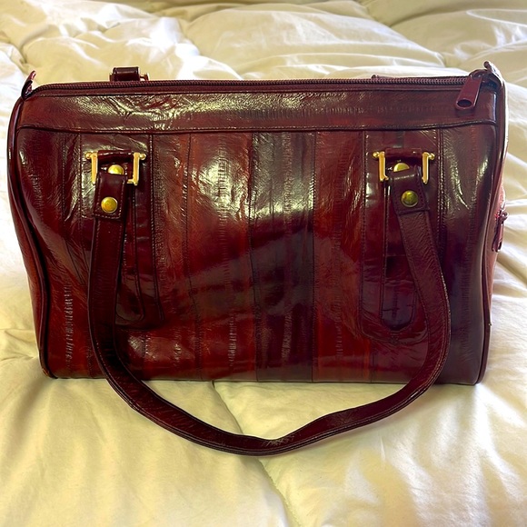 Bags | Vintage Ruby Red Eel Skin Leather Purse | Poshmark